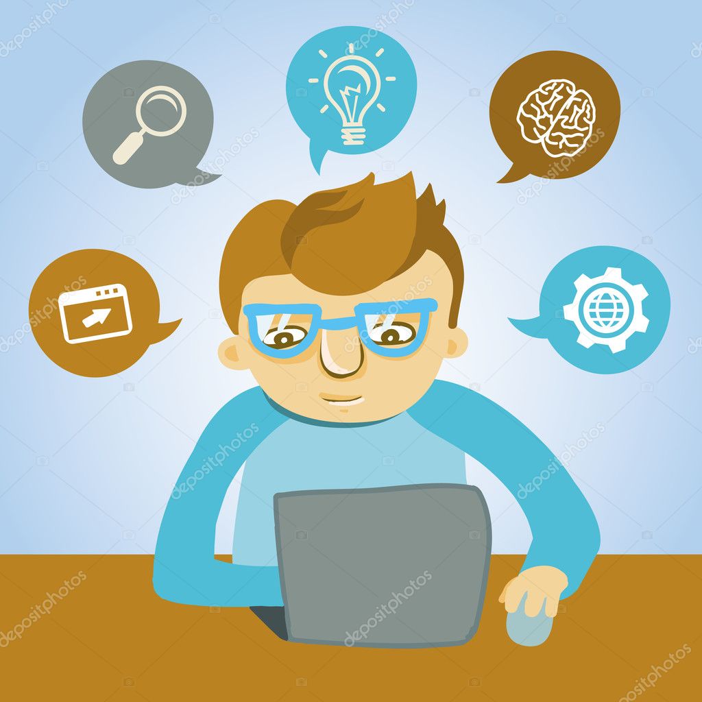 Vector cartoon programmer — Stock Vector © venimo #25130267 Vector cartoon programmer — Stock Vector © venimo #25130267