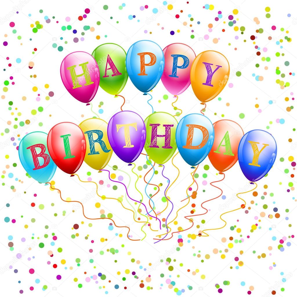 Alles Gute Zum Geburtstag Luftballons Mit Konfetti — Stockvektor