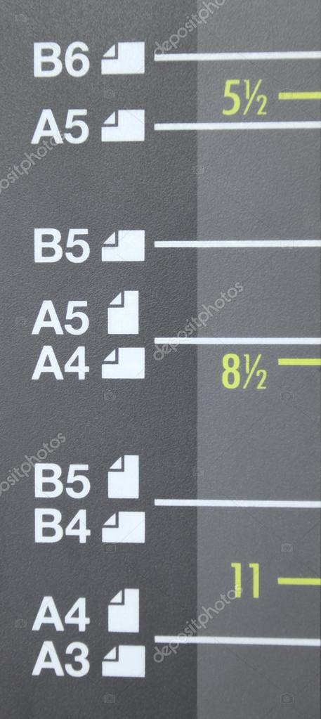 Paper size A3, A4, A5, B4, B5, B6 on laser copier — Stock Photo ... Paper size A3, A4, A5, B4, B5, B6 on laser copier — Stock Photo ...