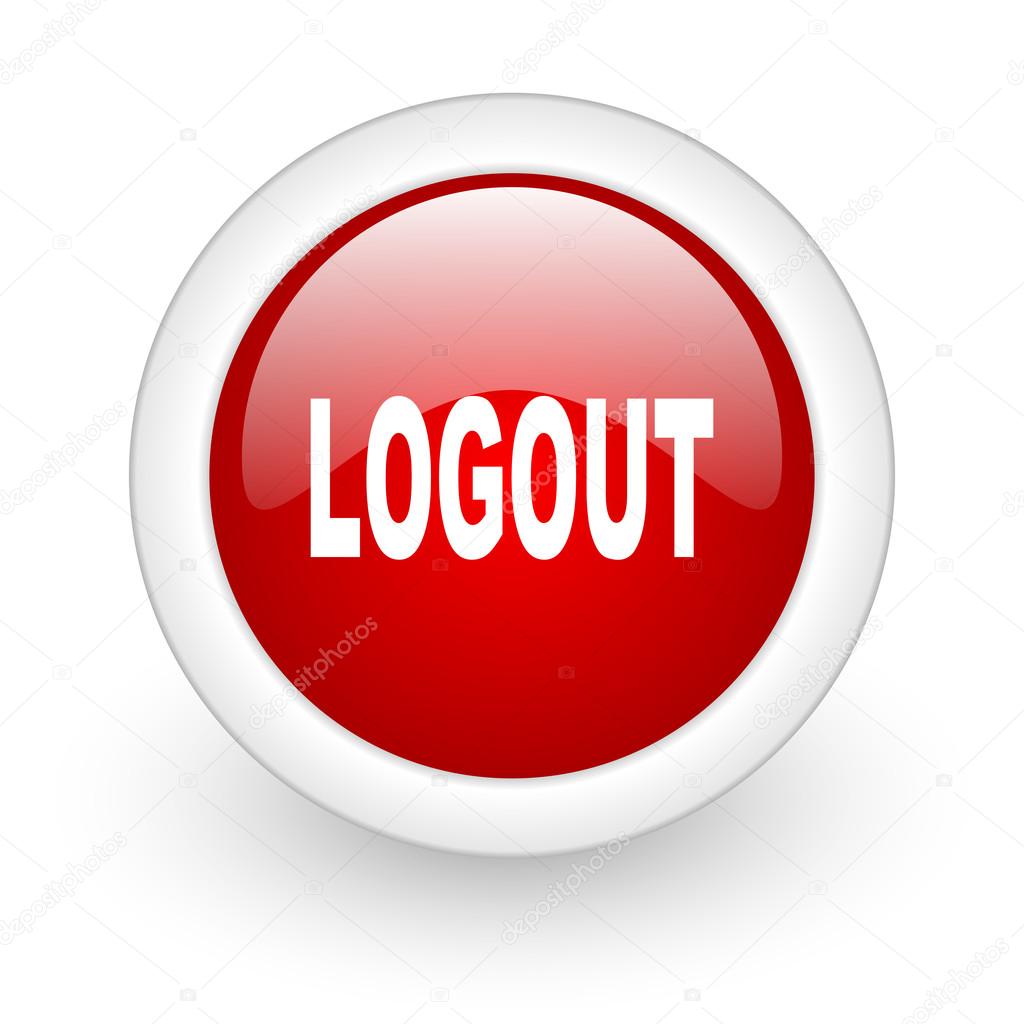 Logout red circle glossy web icon on white background — Stock Photo ... Logout red circle glossy web icon on white background — Stock Photo ...