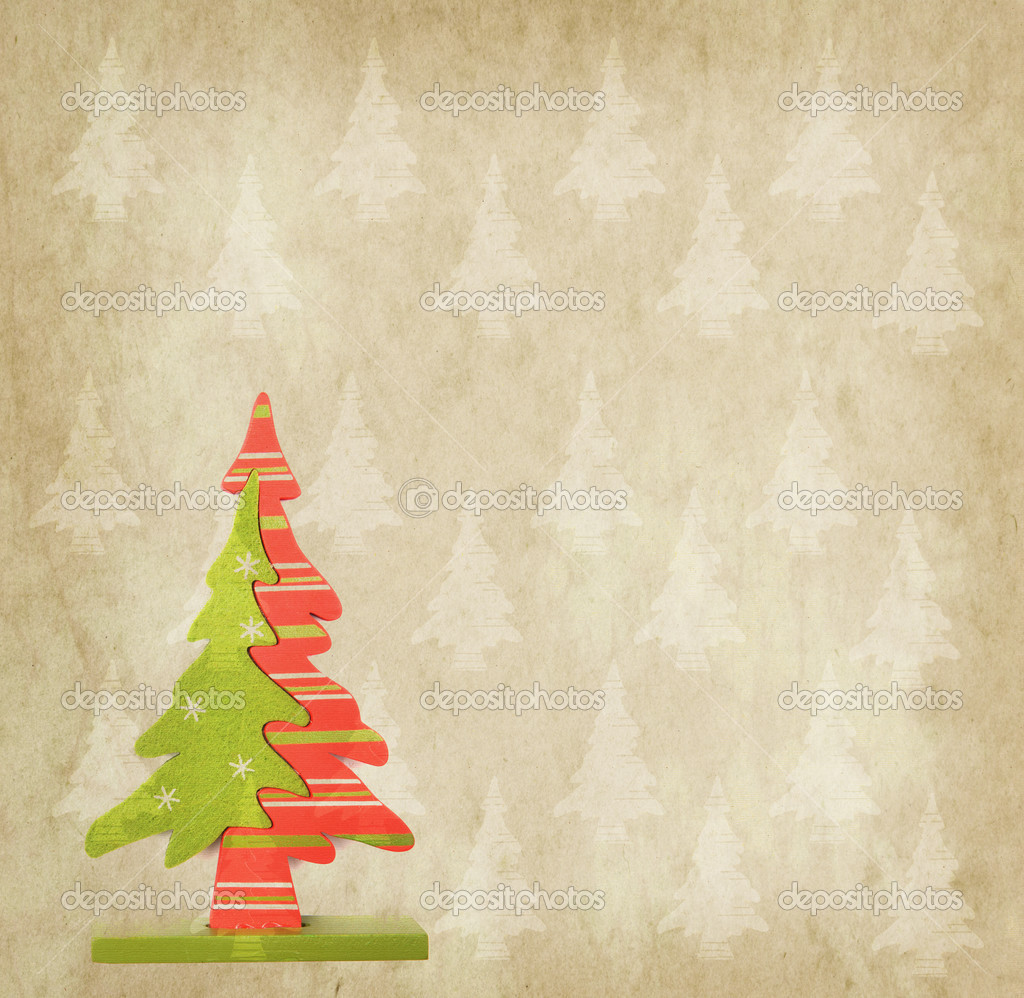 Christmas tree on antique vintage paper background — Stock Photo ...