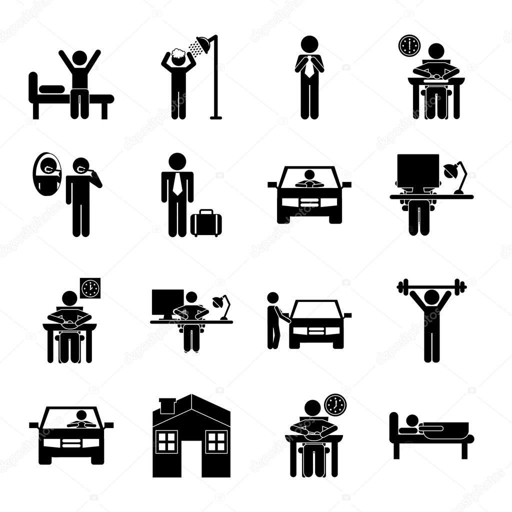 Rutina diaria — Vector de stock #42571473 Rutina diaria — Vector de stock #42571473