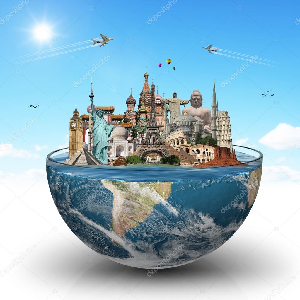 Travel the world monuments concept — Stock Photo © sdecoret #41789027