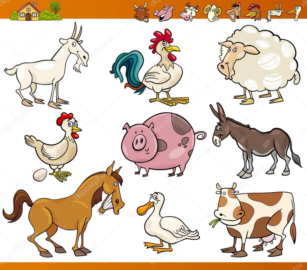 Farm animals set cartoon illustration — Stock Vector © izakowski #21490475 Farm animals set cartoon illustration — Stock Vector © izakowski #21490475