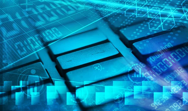 Keyboard with glowing programming codes - Stock Image - Everypixel