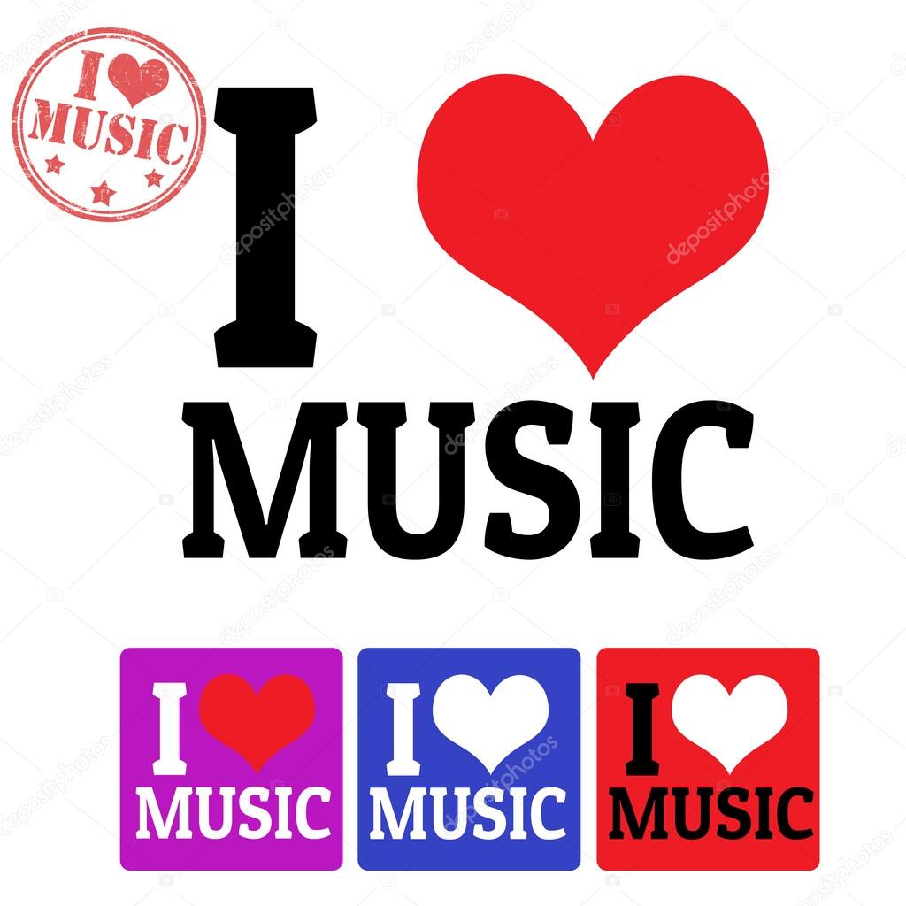 I love Music sign and labels — Stock Vector © roxanabalint #32756795