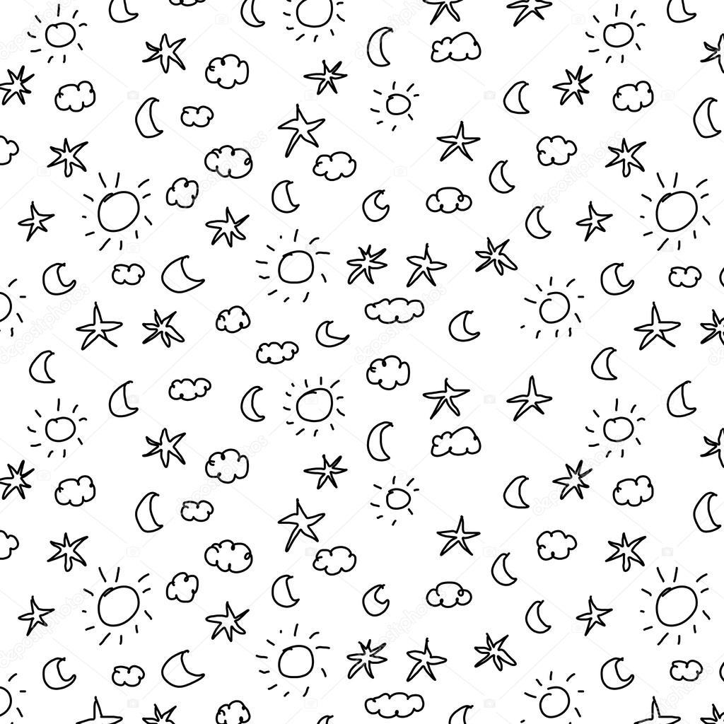 Doodle sun, moon, stars, cloud seamless pattern texture and background ... Doodle sun, moon, stars, cloud seamless pattern texture and background ...