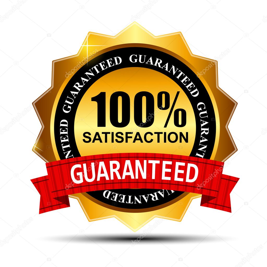 100% SATISFACTION guaranteed gold label with red ribbon vector i ... 100% SATISFACTION guaranteed gold label with red ribbon vector i ...