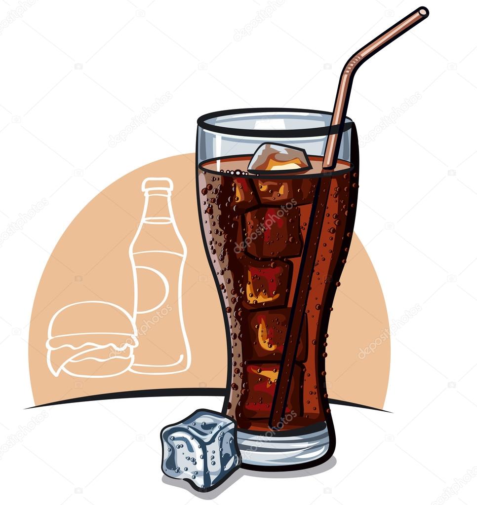 Vaso de coca-cola con hielo — Vector de stock © olegtoka1967 #17704149