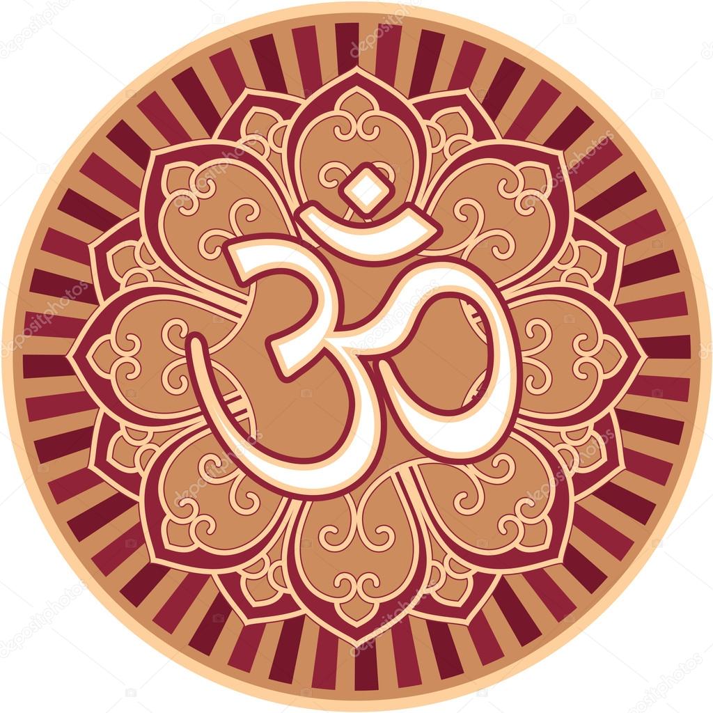 Om - Aum - Symbol in Flower Rosette — Stock Vector © LeshaBur #16244633 Om - Aum - Symbol in Flower Rosette — Stock Vector © LeshaBur #16244633