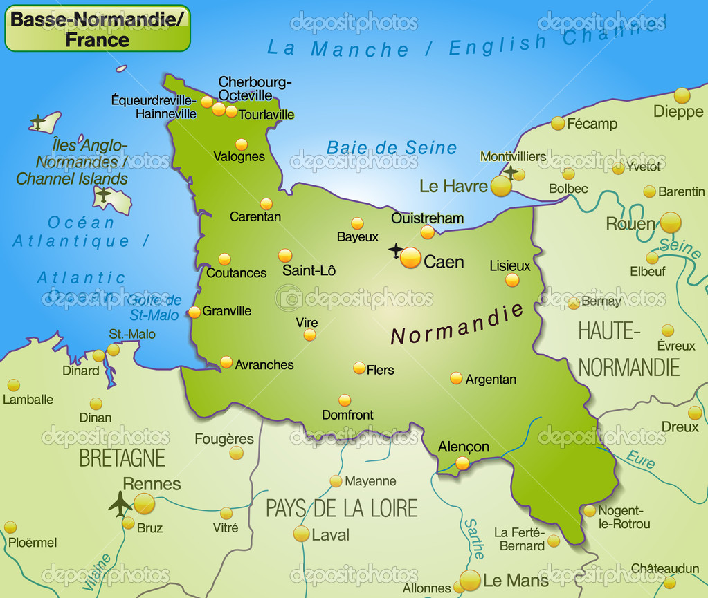 Map of Lower Normandy — Stock Vector © artalis #40918963