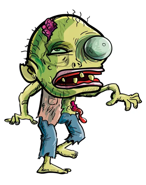Zombie De Dessin Animé Avec Un œil Grotesque — Image Vectorielle