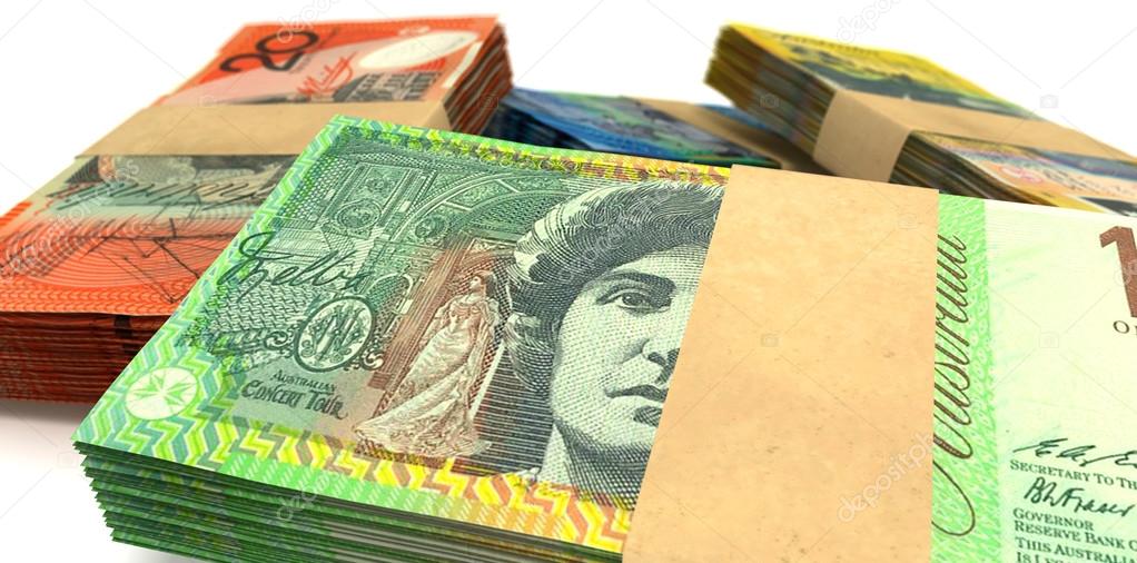 Australian Dollar Notes Bundles Stack Extreme Closeup — Stock Photo ... Australian Dollar Notes Bundles Stack Extreme Closeup — Stock Photo ...
