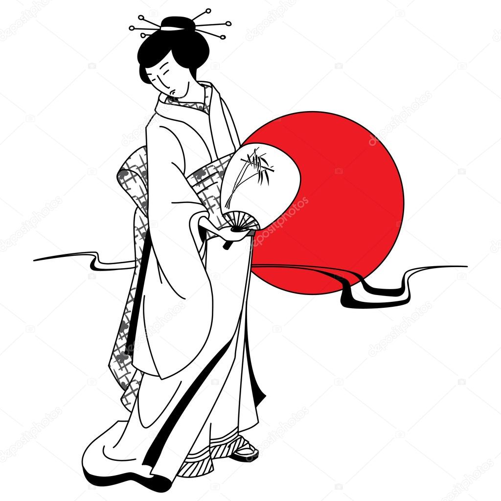 Vector Of Traditional Japanese Geisha — Stock Vector © Jmcreation 12057124