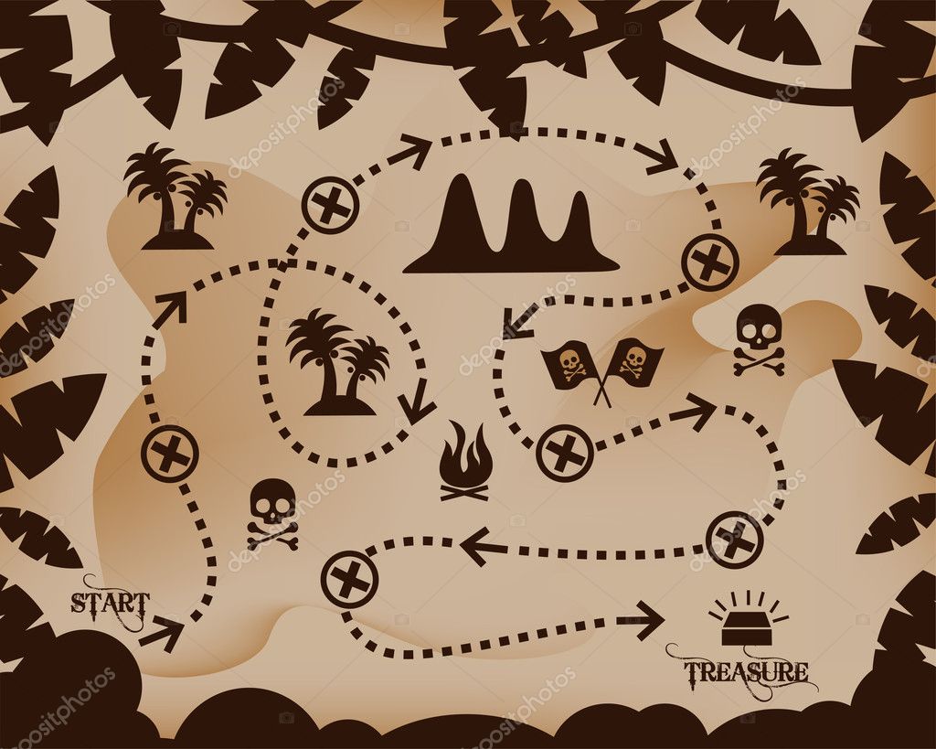 Mapa Del Tesoro Pirata De Colores Vector Gratis