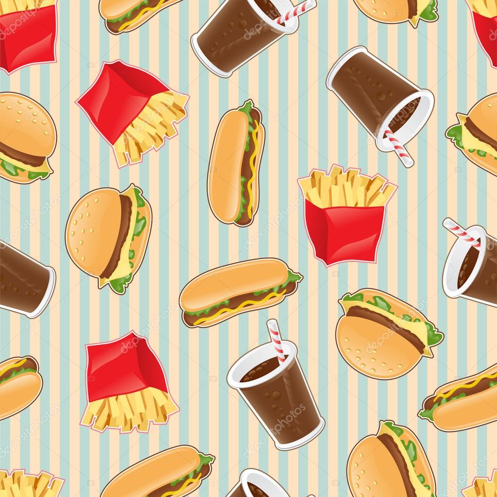 Fast food seamless pattern background — Stock Vector © incomible #21894773 Fast food seamless pattern background — Stock Vector © incomible #21894773