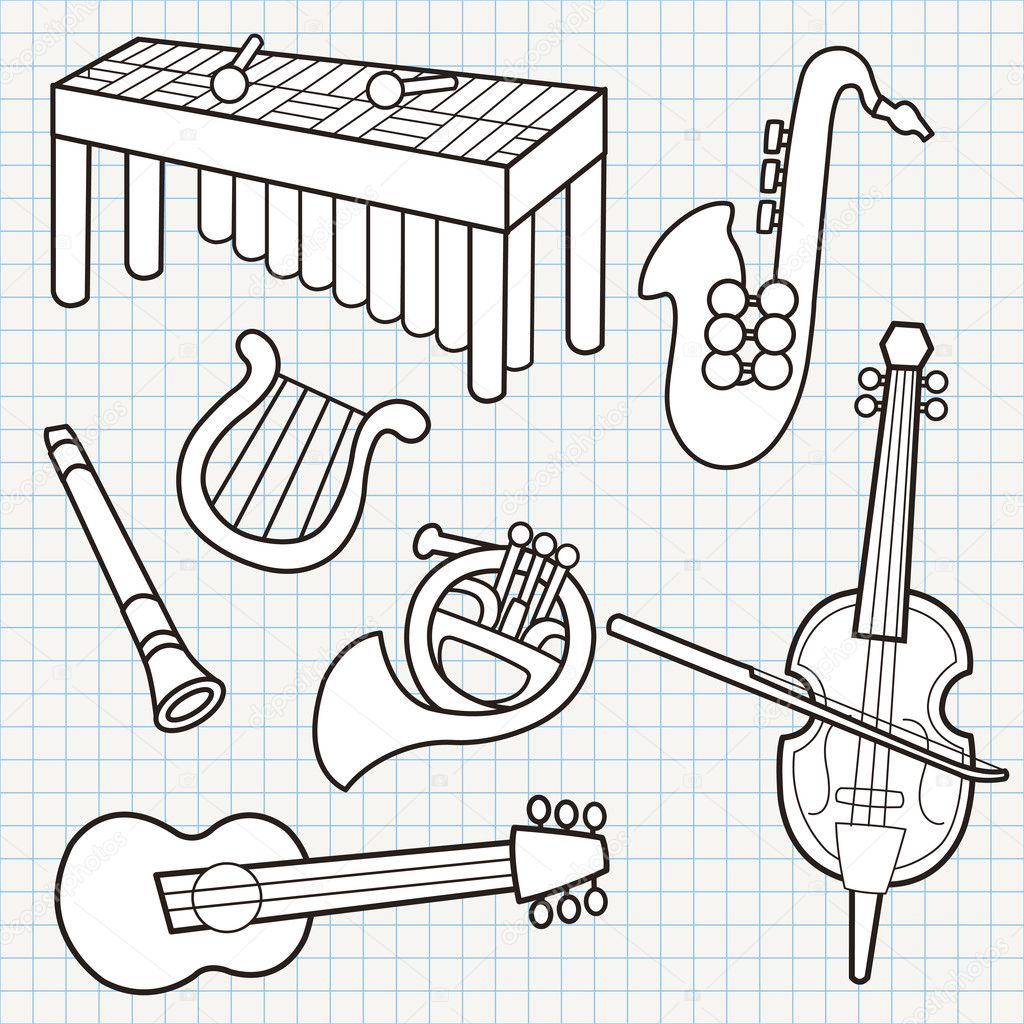 Vector Doodle Musical Instruments Collection — Stock Vector © kchungtw ... Vector Doodle Musical Instruments Collection — Stock Vector © kchungtw ...