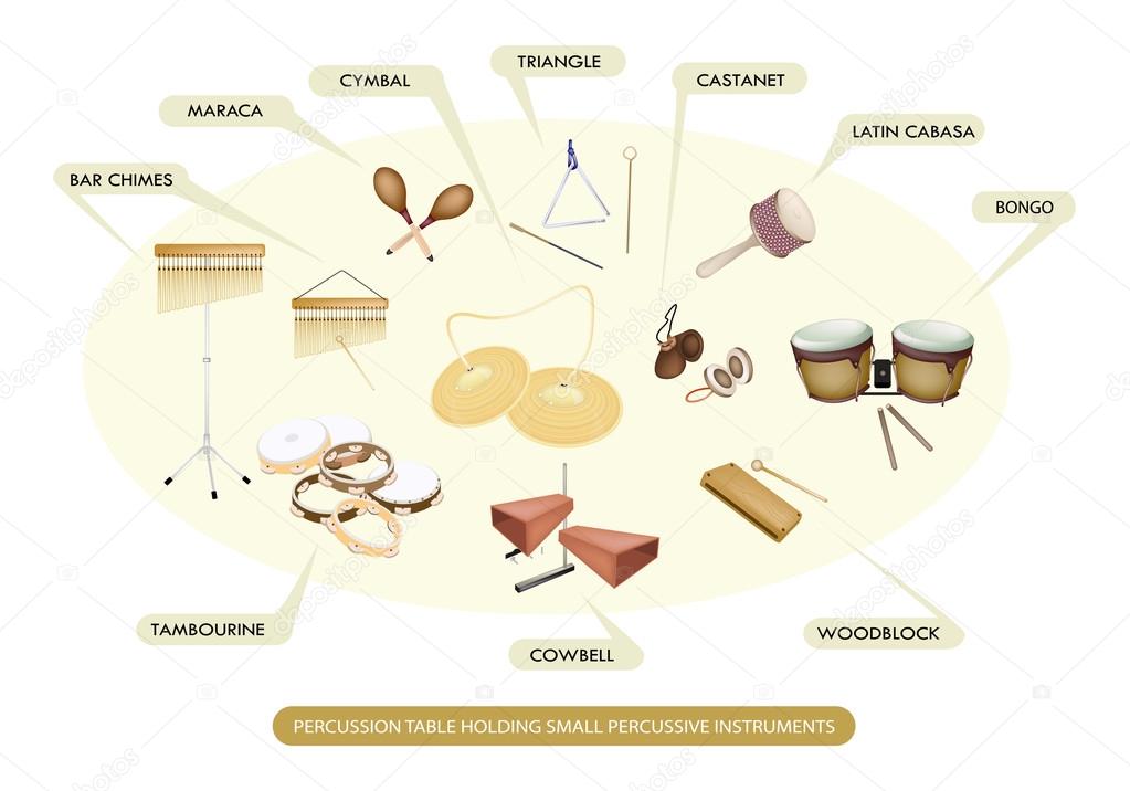Conjunto de instrumento de percusión para banda sinfónica — Vector ...