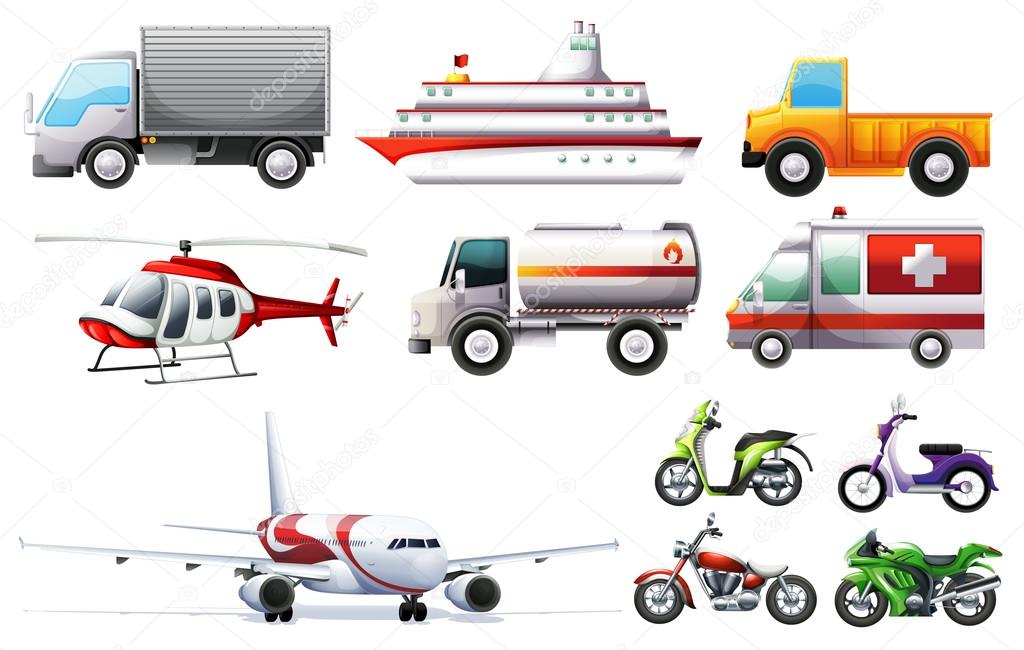 Différents moyens de transport — Image vectorielle blueringmedia ...