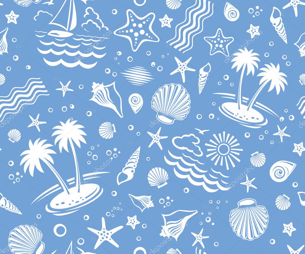 Seamless Beach Vector Pattern — Stock Vector © aleksm #14175599