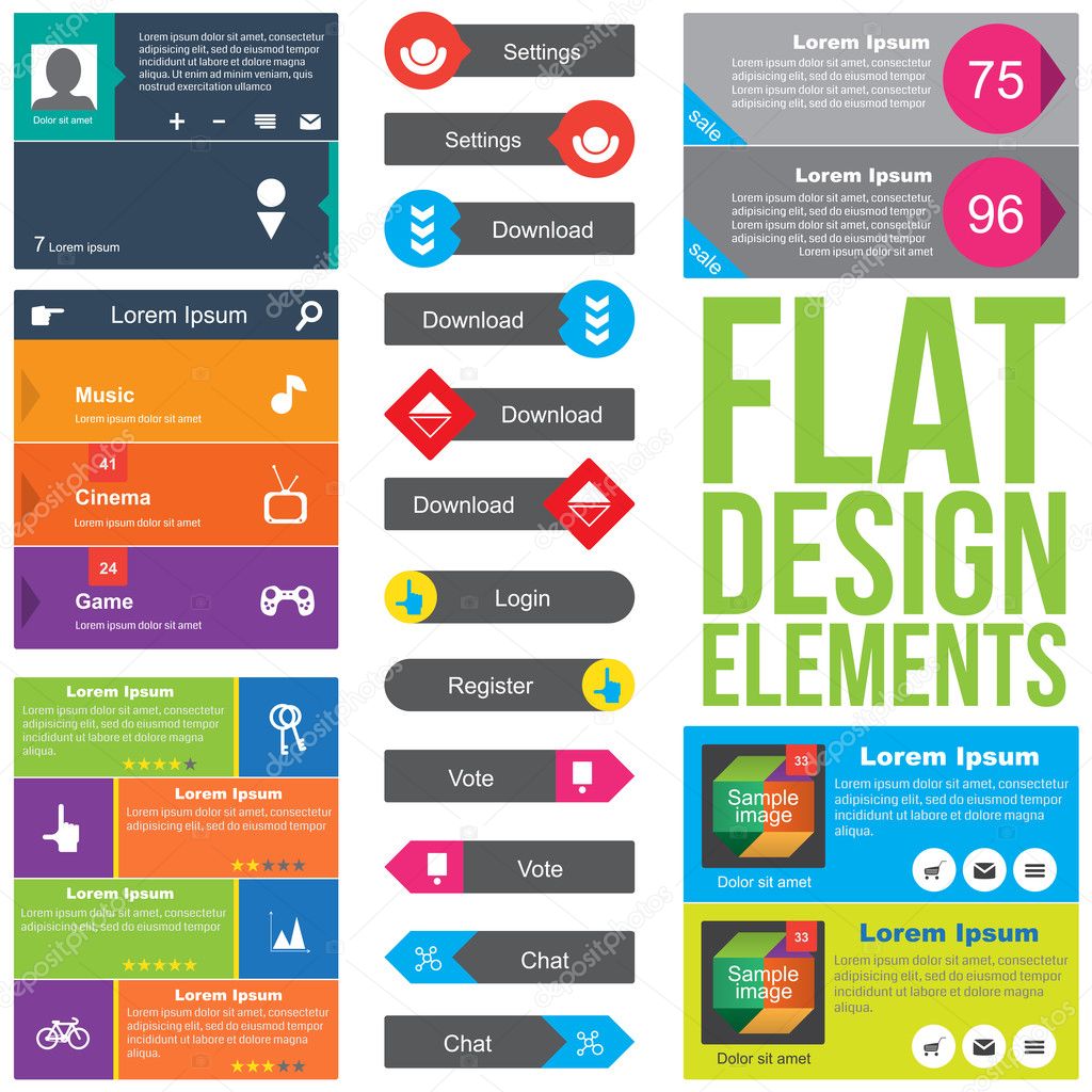 Flat Web Design elements — Stock Vector © PremiumDesigner #25181261 Flat Web Design elements — Stock Vector © PremiumDesigner #25181261