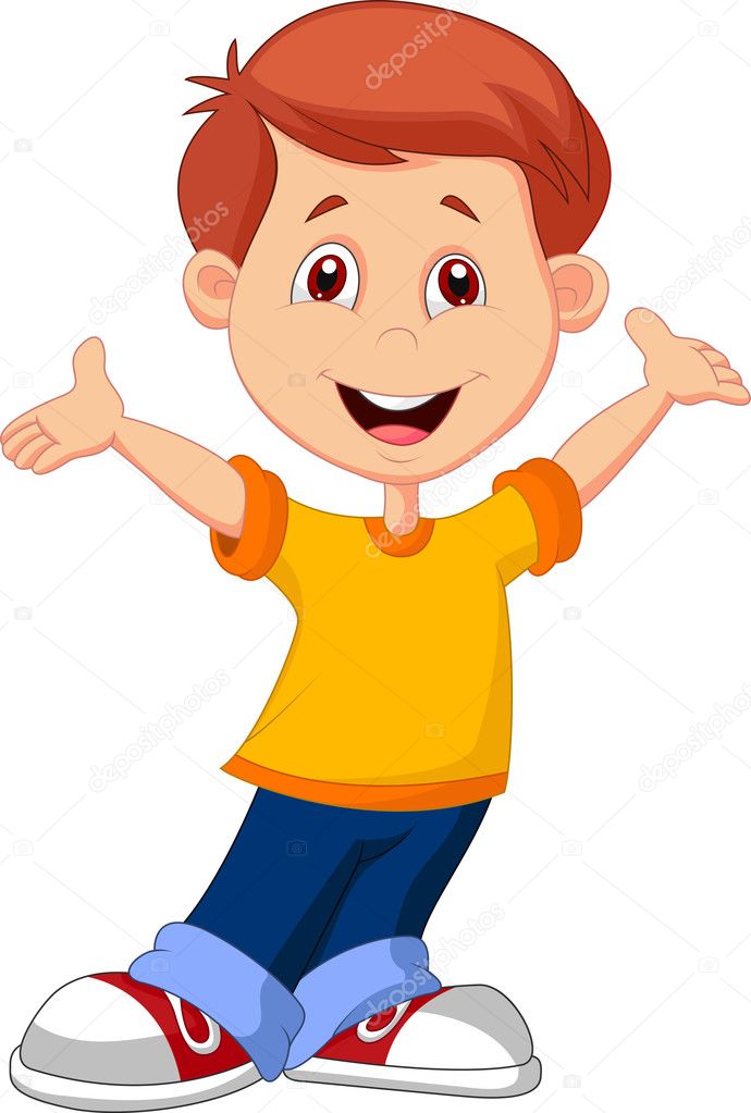 Menino Bonito Dos Desenhos Animados Posando — Vetor De Stock © Tigatelu