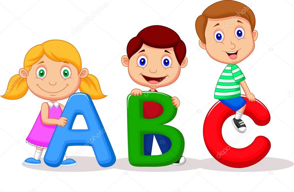 Niños con abc — Vector de stock #35745867 — Depositphotos