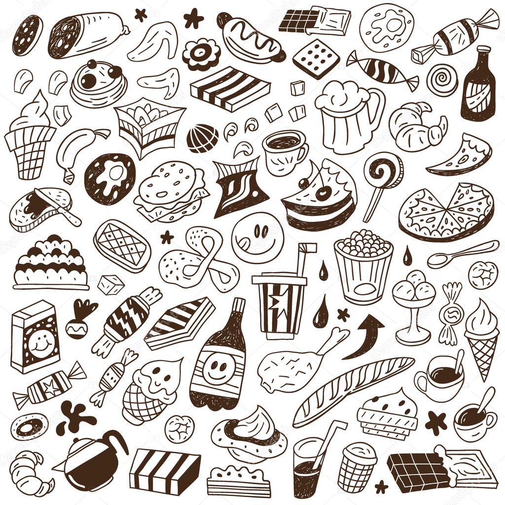 Fast food - doodles set — Stock Vector © topform #24324577 Fast food - doodles set — Stock Vector © topform #24324577