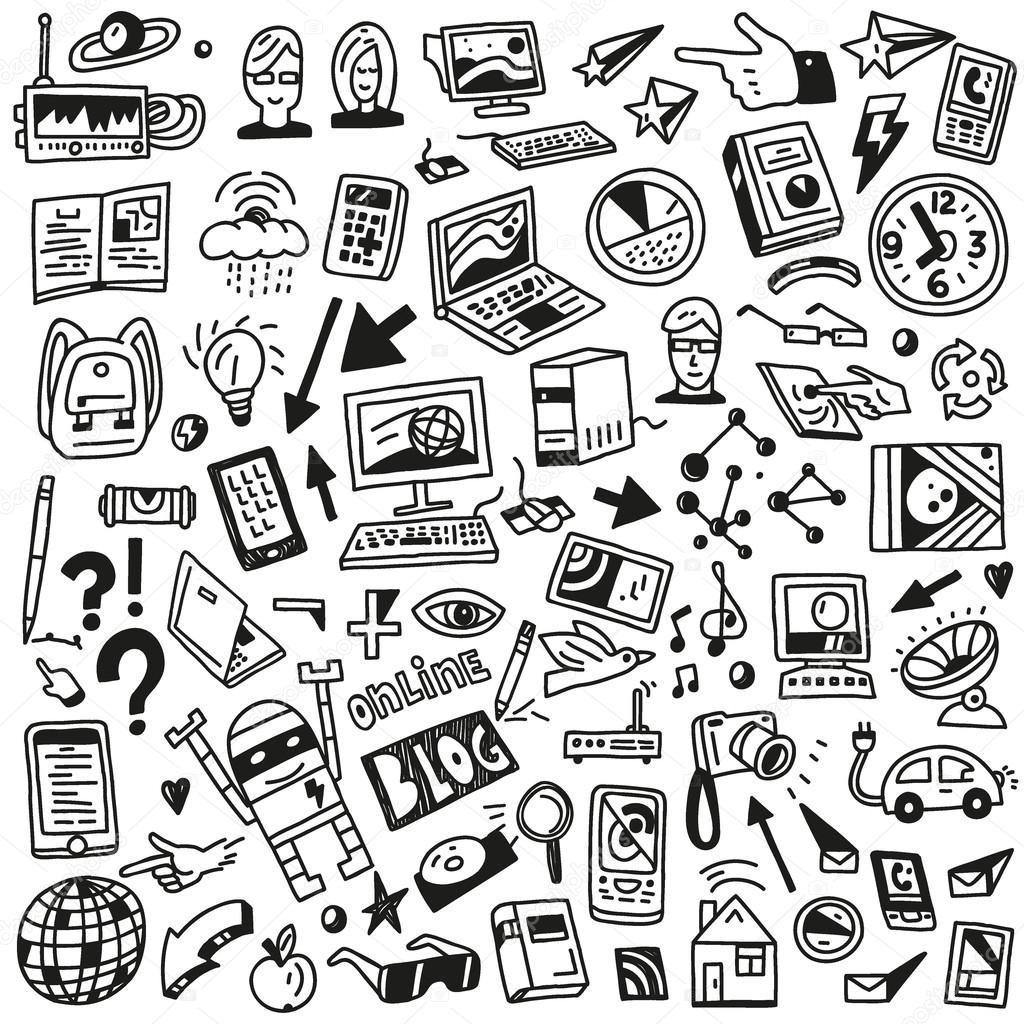 Devices , computers, technology - doodles set — Stock Vector © topform ... Devices , computers, technology - doodles set — Stock Vector © topform ...