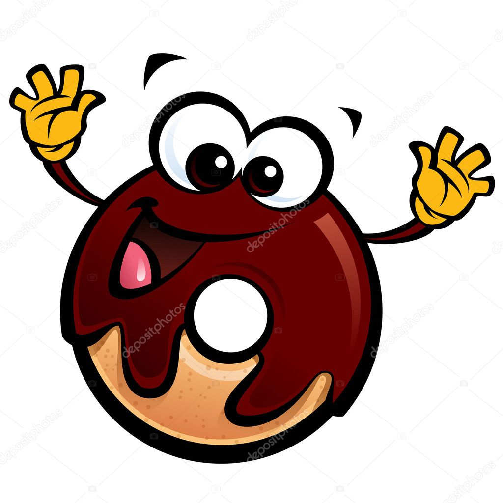 Dessin Animé Drôle Chocolat Caractère Donut Fait Un Geste De Givrage — Image Vectorielle 43753711