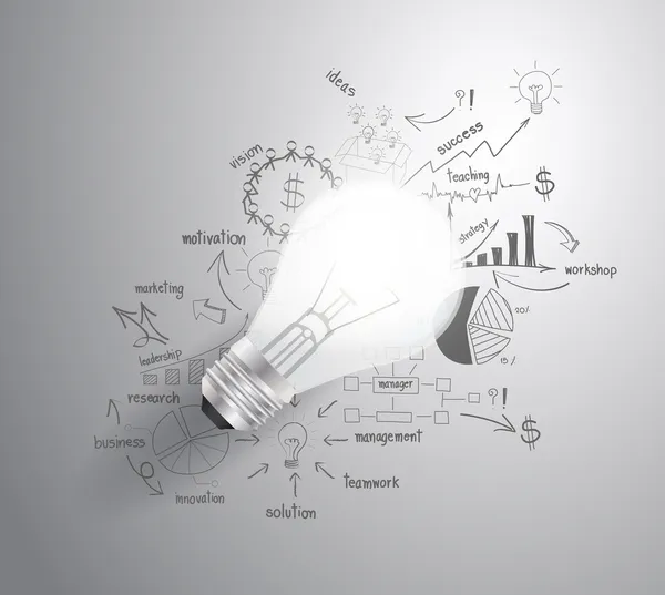 Light bulb with drawing business success strategy plan idea - Stock Image - Everypixel