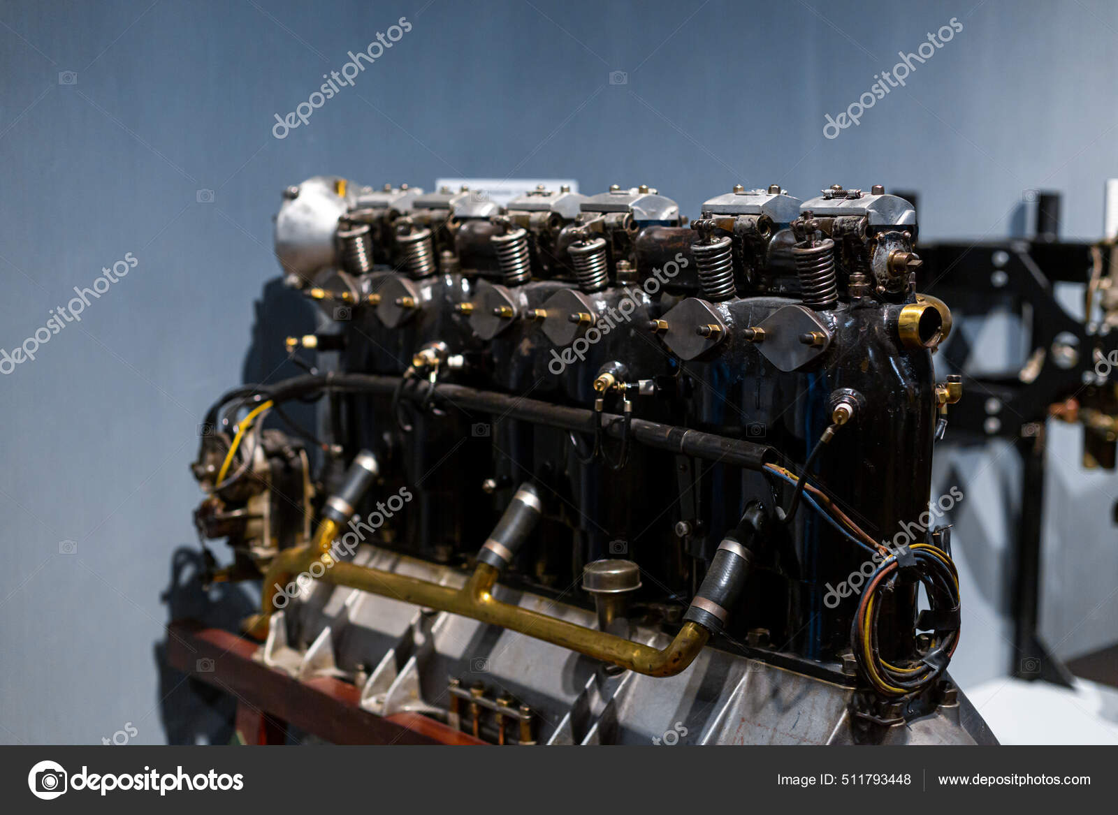 Close Detail Rare Car Engine Metal Mechanisms Automotive Industry Stock ...