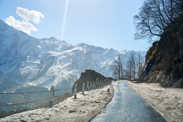 Dangerous Winding Road Mountains Mountain Streamer Early Spring ...