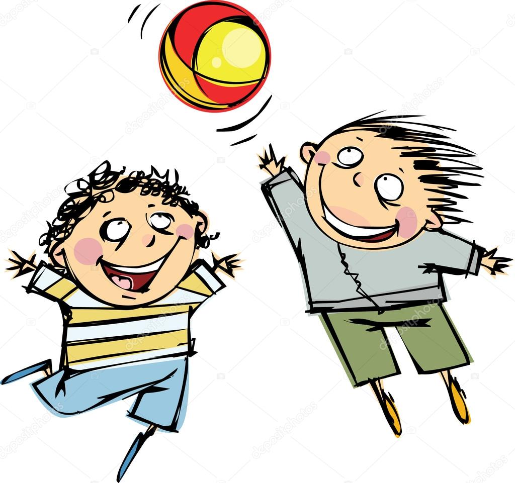 Two boys playing ball — Stock Vector © Gorelova #14543173