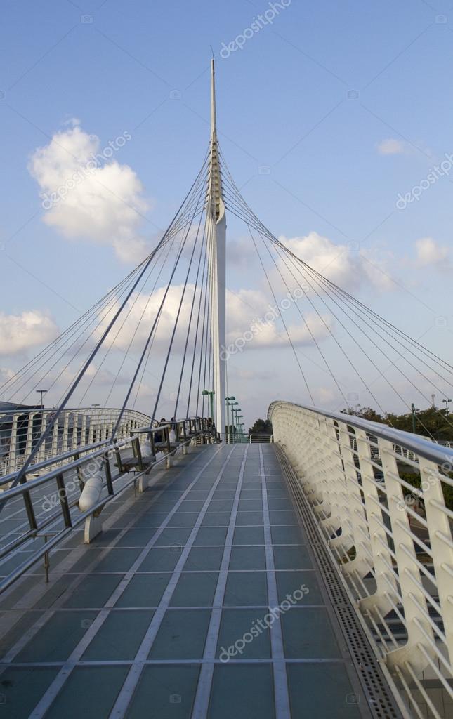 Santiago Calatrava's Sky walk pedestrian bridge. — Stock Photo © k45025 ...