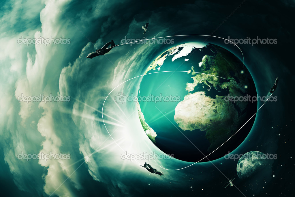 Blue Earth, abstract techno end environmental backgrounds — Stock Photo ...