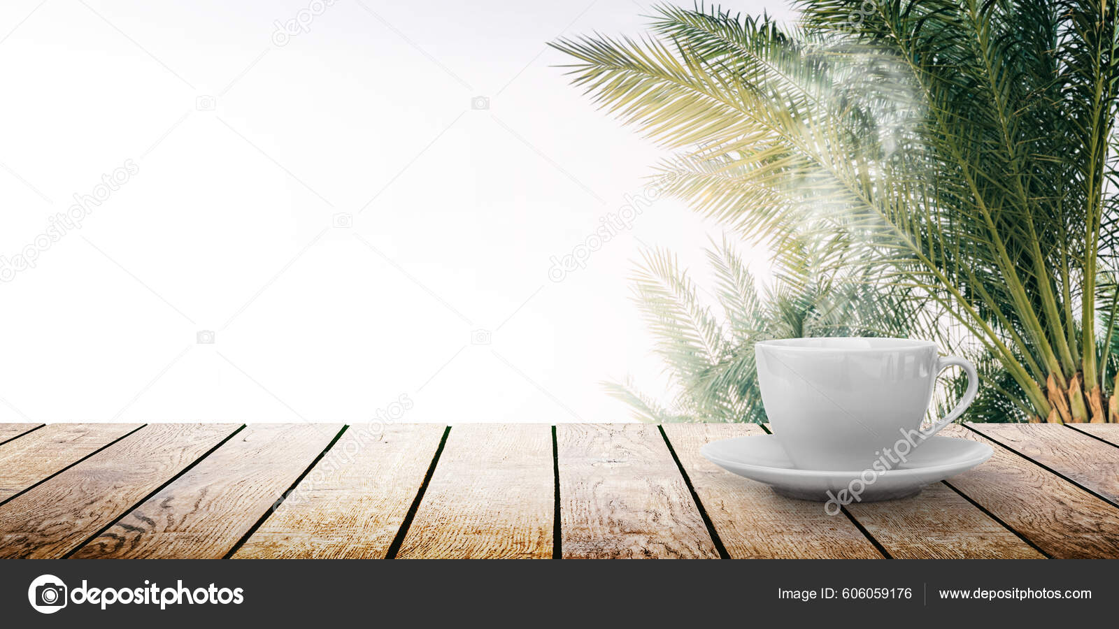 Morning Hot Coffee Table Sea Background — Stock Photo © vovan13 #606059176