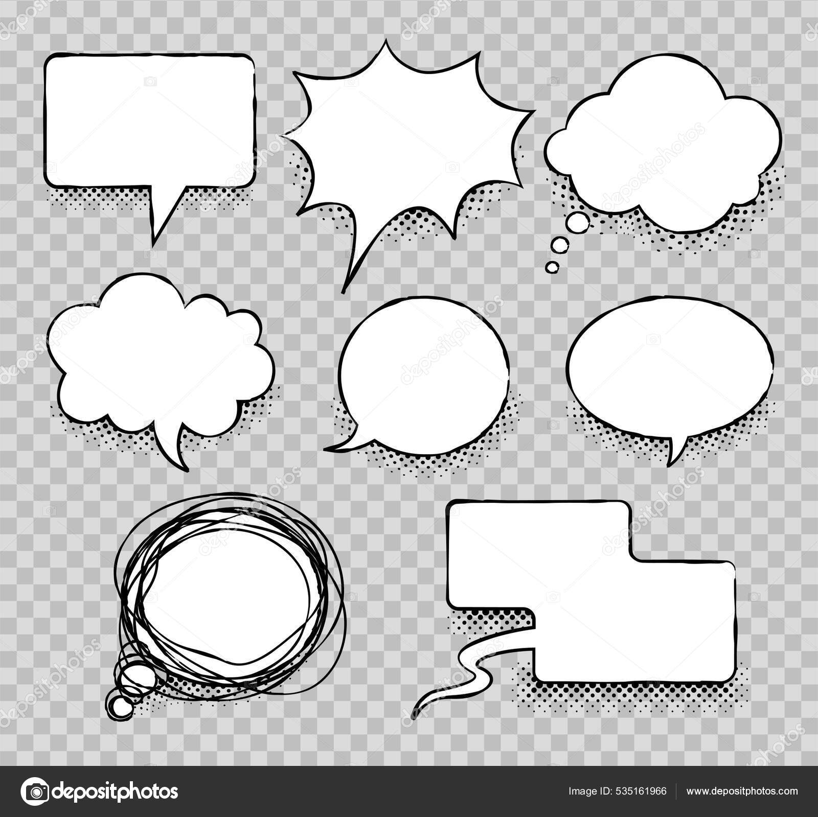Comics message clouds collection. Hand drawn speech bubbles. — Stock ...