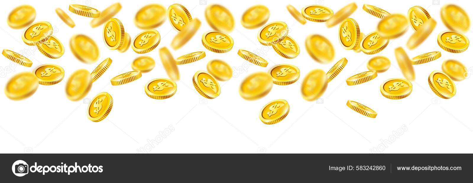 Gold Coins Cash Money Falling Dollar Coins Seamless Horisontal Banner ...
