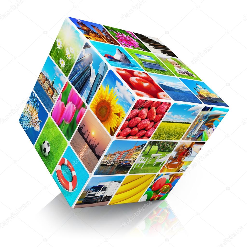 Cube with photo collection — Stock Photo © scanrail #14160932