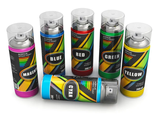 Set of rainbow paint spray cans — Stock Photo © scanrail #7038101