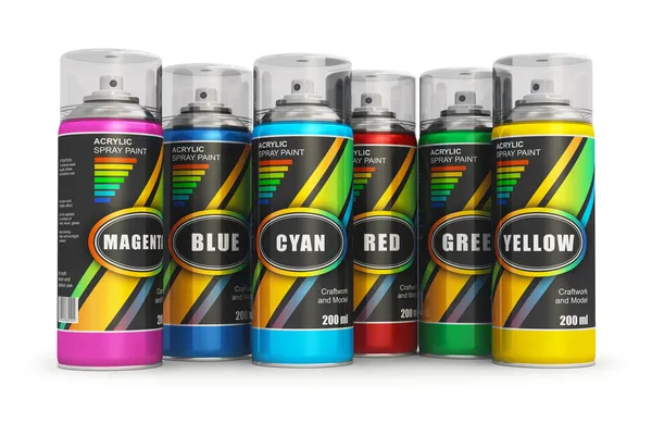 Set of rainbow paint spray cans — Stock Photo © scanrail #7038101