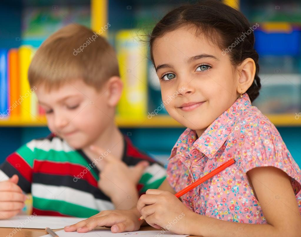 Cute children study at daycare Stock Photo by ©petrograd99 46639639