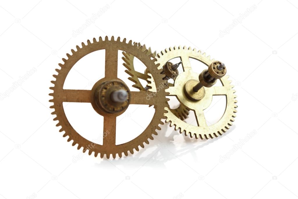 Clockwork gears isolated on white — Stock Photo © Observer #12557588