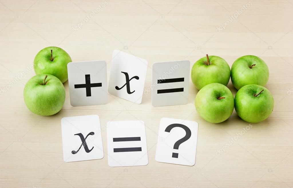 School equation with apples ⬇ Stock Photo, Image by © Observer #13710469