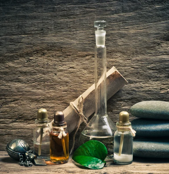 Vials of perfume oils in fragrance lab - Stock Image - Everypixel