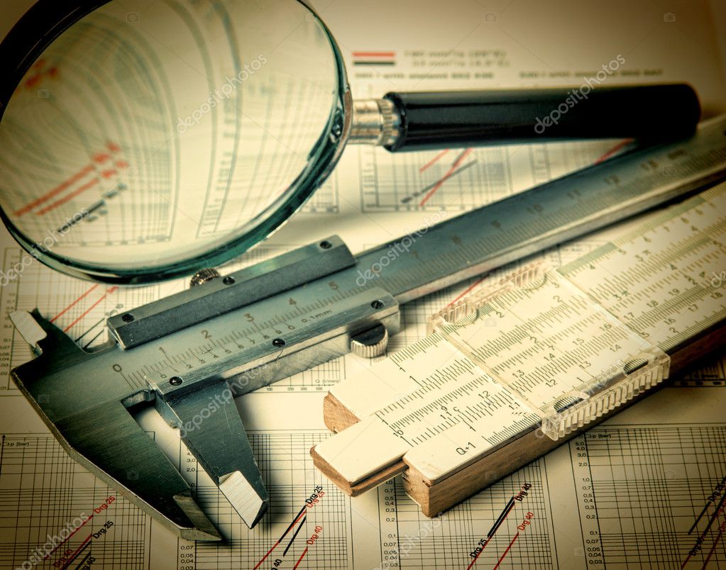 Engineering tools on technical drawing — Stock Photo © Observer #23257942
