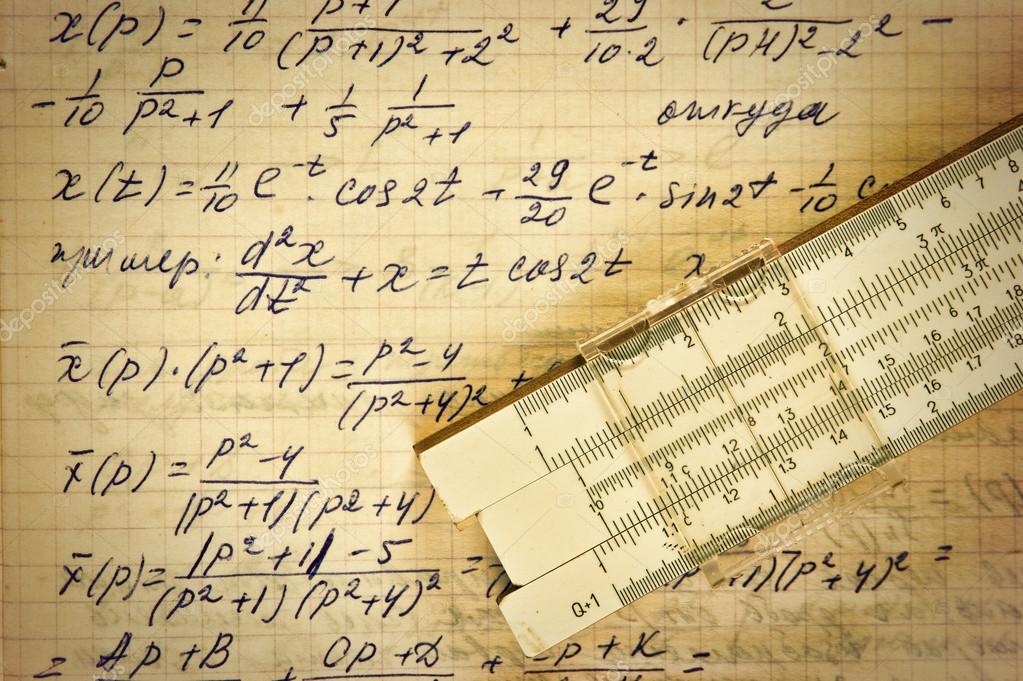 Page of old vintage paper with the calculation of the mathematic ...
