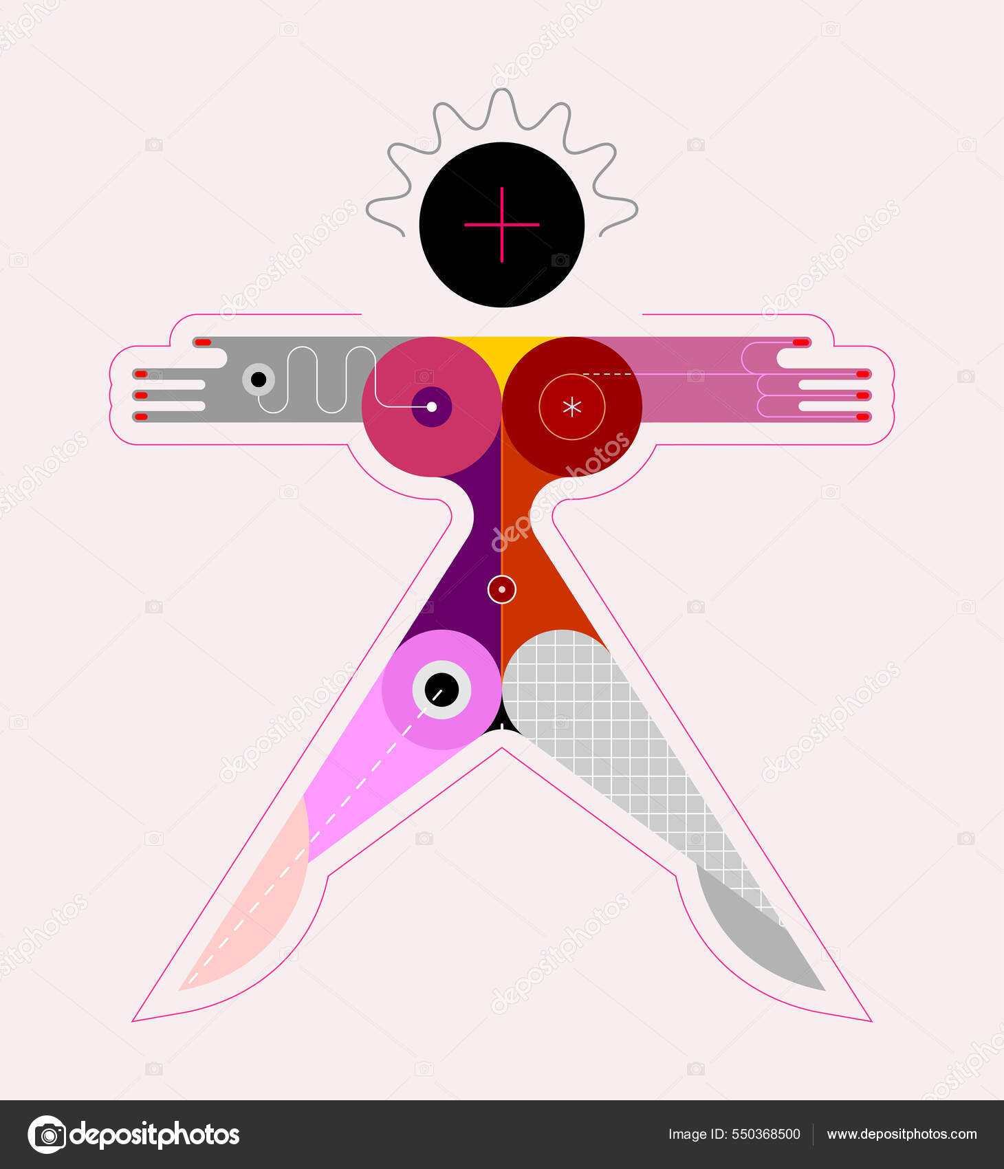 Colored Isolated White Background Bauhaus Female Body Model Vector ...