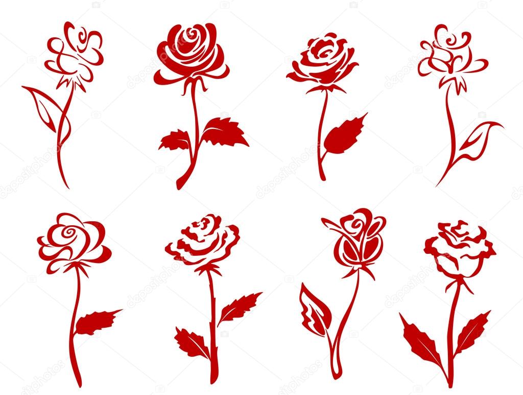 Hermosas rosas rojas Stock Vector by ©buchan 12614102